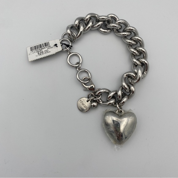 Chico's | Jewelry | Nwt Chicos Sterling Silver Heart Bracelet Large ...
